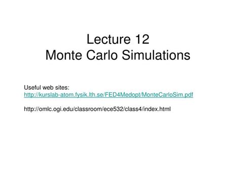ppt lecture 12 monte carlo simulations powerpoint presentation free