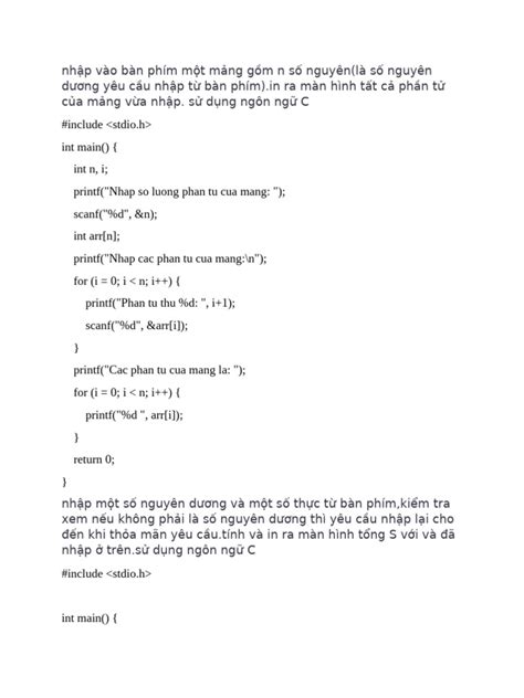 nhập vào bàn phím một mảng gồm n số nguyên pdf