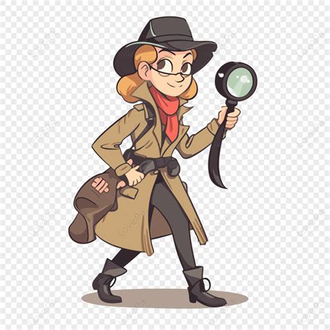 Fille Détective De Dessin Animé Avec Une Loupe