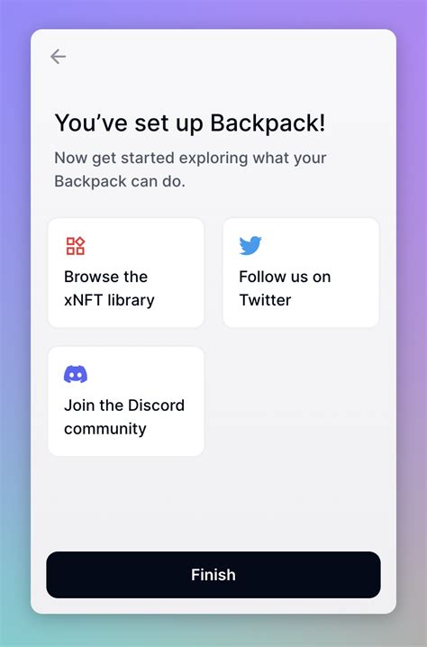 Back Button Should Not Be Visible On “youve Set Up Backpack