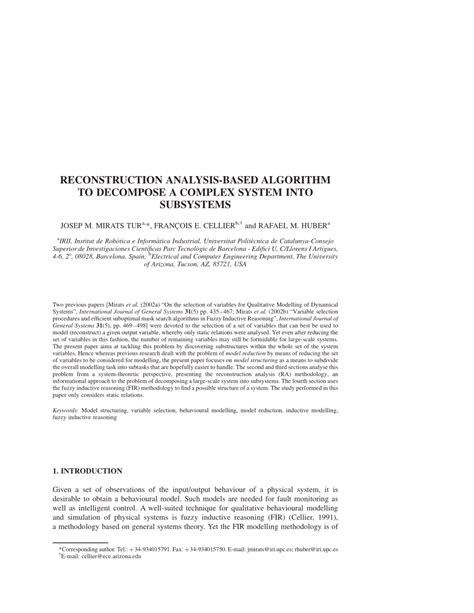 Pdf Reconstruction Analysis Based Algorithm To Decompose A Complex