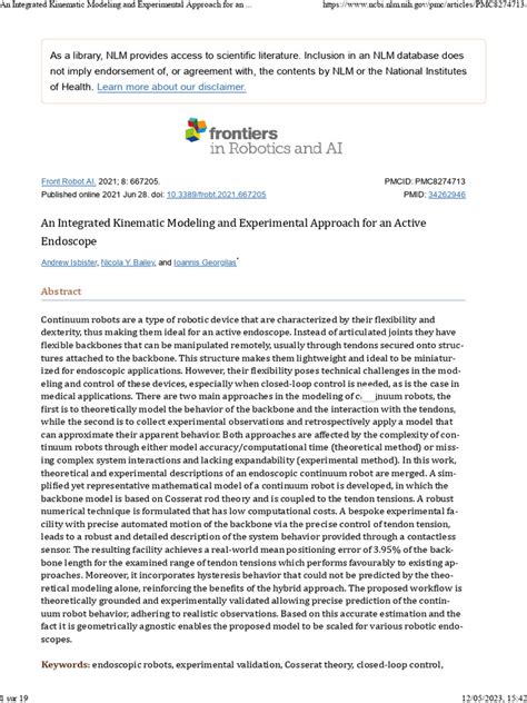 An Integrated Kinematic Modeling And Experimental Approach For An