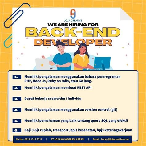 Lowongan Kerja Backend Developer Frontend Developer Di Pt Joja Kolaborasi Kreasi