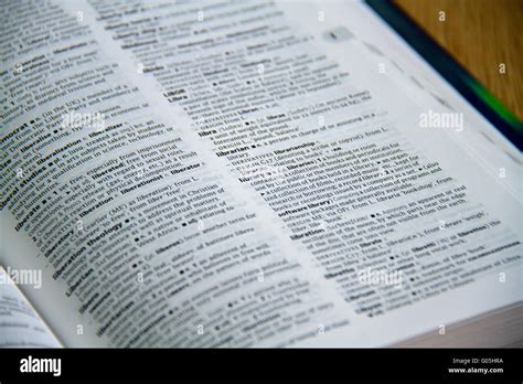 English Dictionary Open At The Definition Of The Words Librarian And