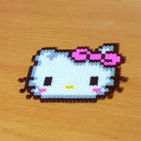 Pyssla Perler Beads Craft Cute Mini Hello Kitty Head Design Customizable Bow Ribbon Color
