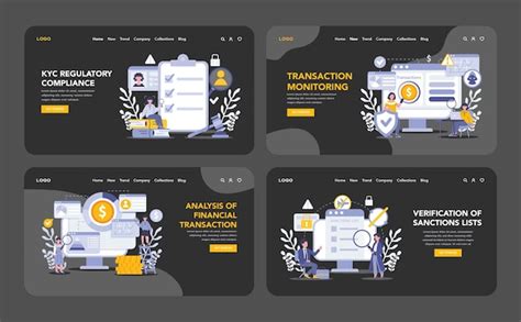 Premium Vector Kyc Night Or Dark Mode Web Or Landing Page Set Illustrations Depict Rigorous