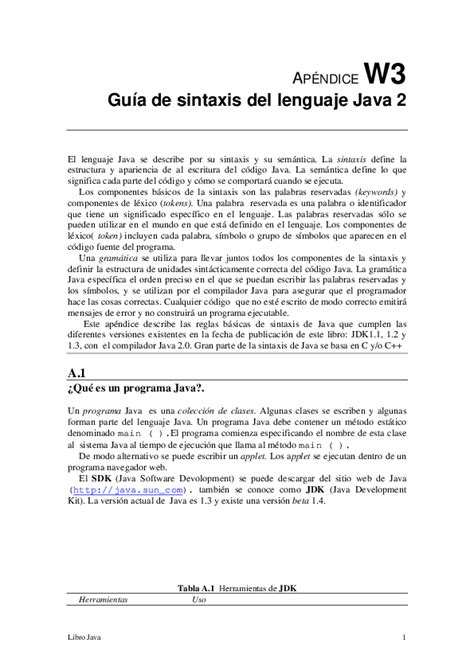 Pdf ApÉndice W3 Guía De Sintaxis Del Lenguaje Java 2
