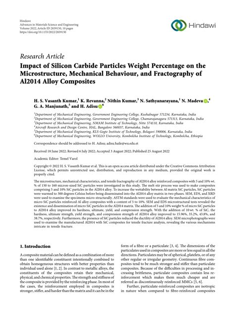 Pdf Impact Of Silicon Carbide Particles Weight Percentage On The