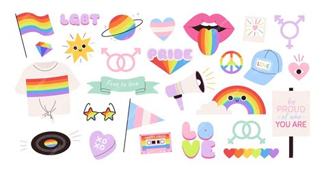 Premium Vector Lgbtq Pride Badges Gay Symbols Stickers Design