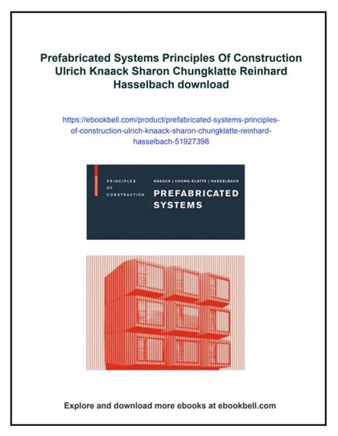 Prefabricated Systems Principles Of Construction Ulrich Knaack Sharon