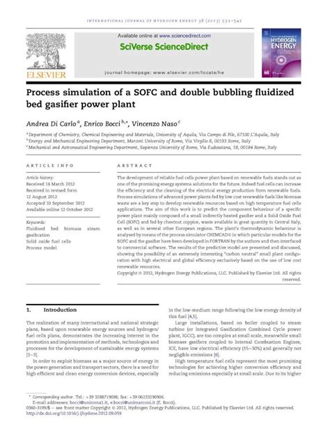 Pdf Process Simulation Of A Sofc And Double Bubbling Fluidized Bed
