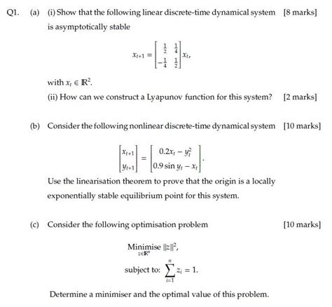 A I Show That The Following Linear Discrete Time Chegg