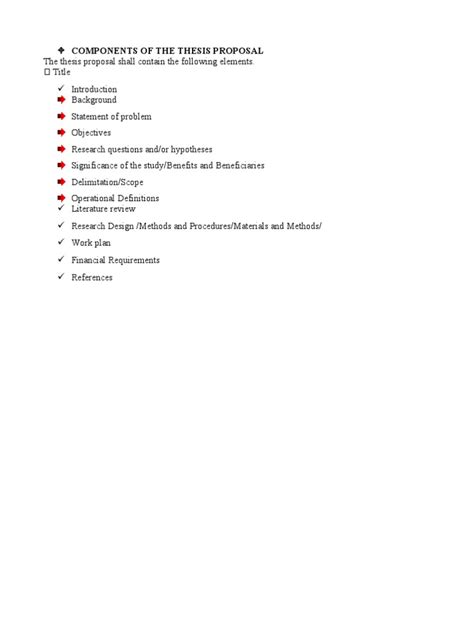 Thesis Proposal Essential Components Pdf
