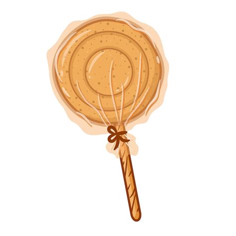 한국 달고나 사탕 플라스틱 랩과 막대기로 귀여운 원 모양 그리기 프리미엄 벡터