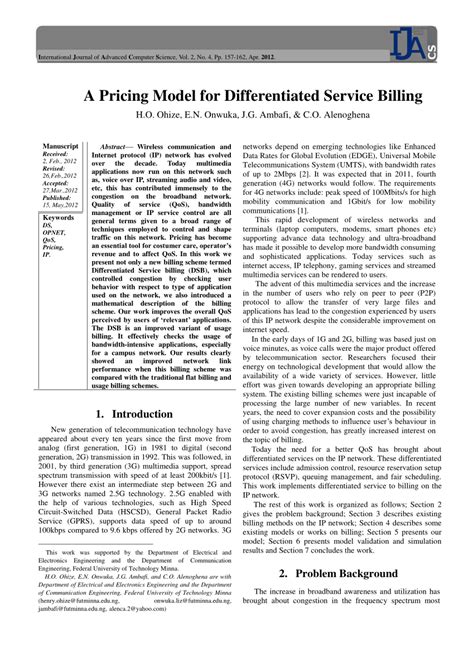 Pdf A Pricing Model Differentiated Service Billing