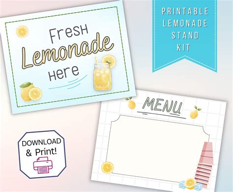 Lemonade Stand Printable Sign Stand Lemon Party Sign Summer