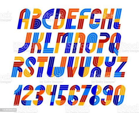 스포츠 게임 글꼴 벡터 복고풍 유행 기하학적 알파벳 문자 세트 기울임꼴 속도 서체 숫자 포함 90 년대 스타일의 로고 생성