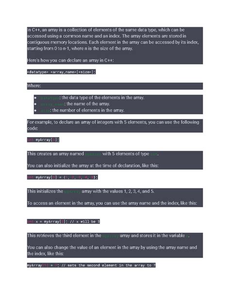 Array Notes In C An Array Is A Collection Of Elements Of The Same Data Type Which Can Be