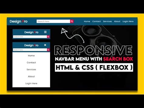 Navigation Menu Bar With Search Box In HTML CSS Only Navbar With CSS Flexbox