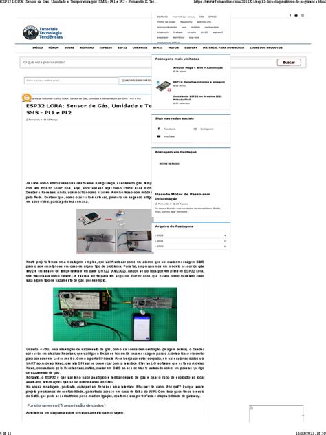Esp32 Lora Sensor De Gás Umidade E Temperatura Por Sms Pt1 E Pt2 Fernando K Tecnologia Pdf