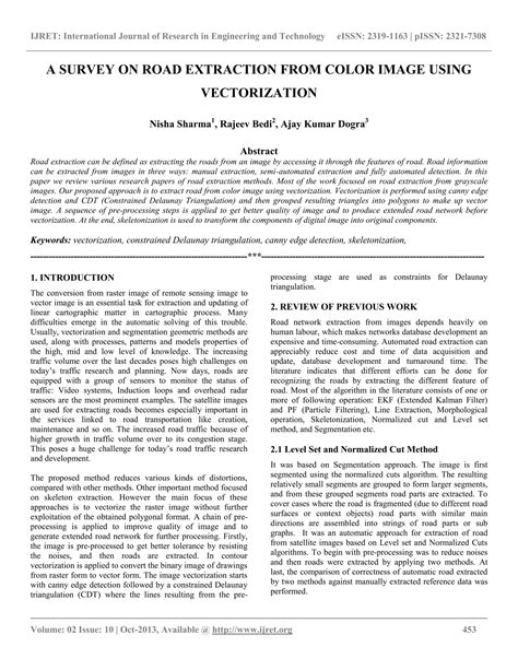 A Survey On Road Extraction From Color Image Using Vectorization Pdf
