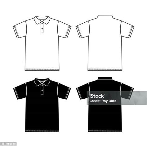 남자의 폴로 칼라 티셔츠 플랫 스케치 패션 일러스트 드로잉 템플릿 모형 전면 및 후면보기 0명에 대한 스톡 벡터 아트 및 기타 이미지 0명 T 셔츠 개체 그룹