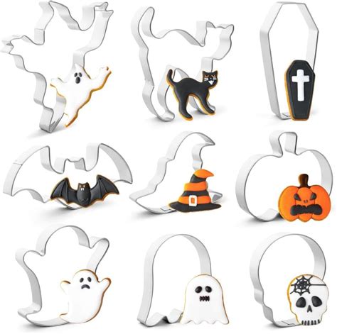 Qtoikce Halloween Cookie Cutters Set 9 Piece Stainless