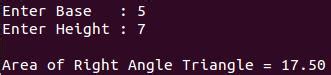 Find Area Of Right Angle Triangle C Program