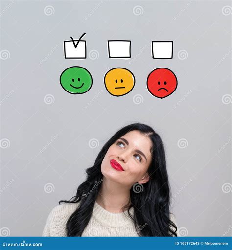 Survey With Happy Young Woman Stock Image Image Of Business Cartoon