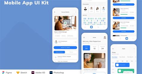 Online Course Mobile App Ui Kit Ux And Ui Kits Ft Lms And Lms Dashboard Envato