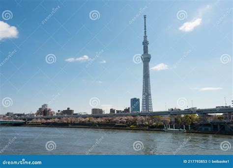 Tokyo Skytree View From Sumida River Sumidagawa In Asakusa Taito