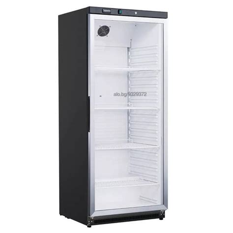 Хладилник 600л четири регулируеми рафта и стъклена врата Черен Хладилник Maxima Черен