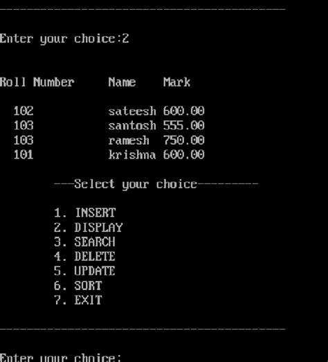 C Language Student File To Insert Display Delete Update Sort Records Using C