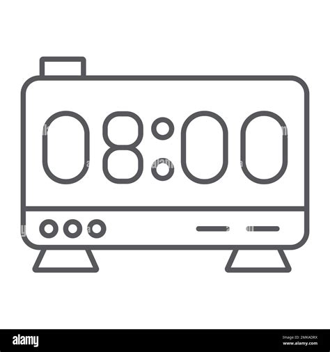 Electronic Alarm Clock Thin Line Icon Digital And Hour Clock Display Sign Vector Graphics A