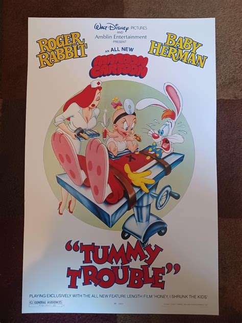 Tummy Trouble 1989 Poster 11x17 Who Framed Roger Rabbit Jessica Rabbit