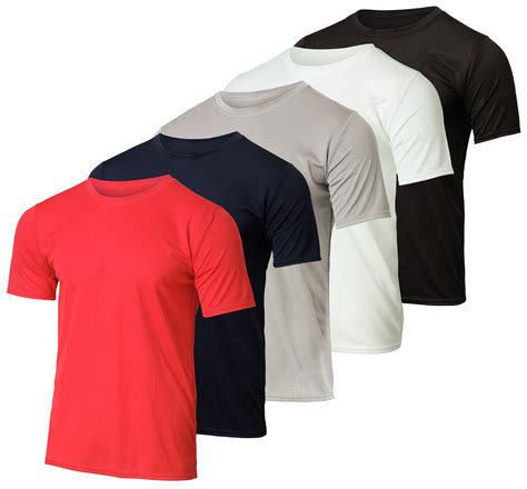 Real Essentials Mens Quick Dry Mesh Crew Neck T Shirts 5 Pack