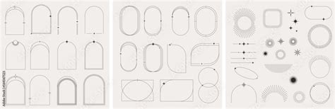 Modern Minimalist Aesthetic Linear Frames Arcs Stars And Elements Stock Vector Adobe Stock