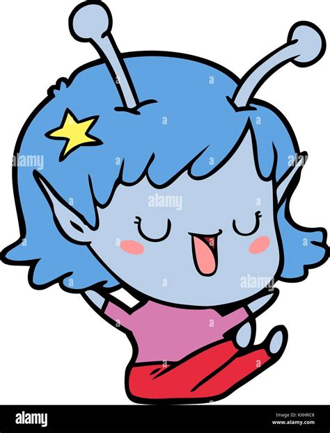Happy Alien Girl Cartoon Laughing Stock Vector Image And Art Alamy