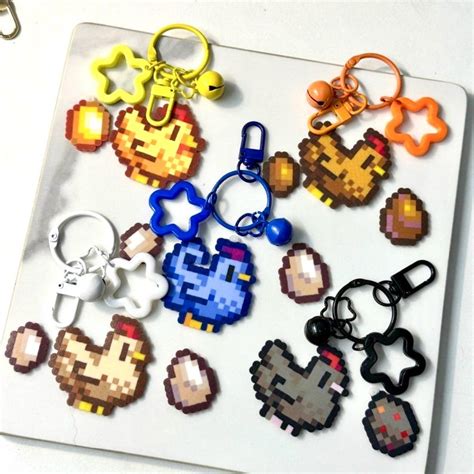 Fridge Magnet Stardew Valley Chicken And Egg Keychain Magnet Perler