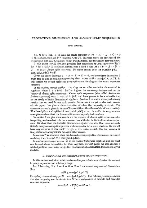 pdf projective dimensions and almost split sequences