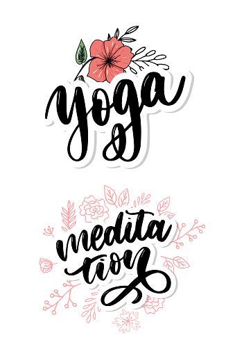 내 치료의 벡터 그림은 명상입니다 요가 스튜디오와 명상 수업을위한 레터링 포스터 인사말 과 초대 카드 티셔츠 프린트 디자인에 대