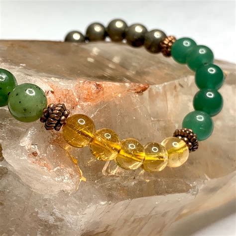 Abundance Bracelet Citrine Pyrite Jade Green Aventurine 8mm Bead