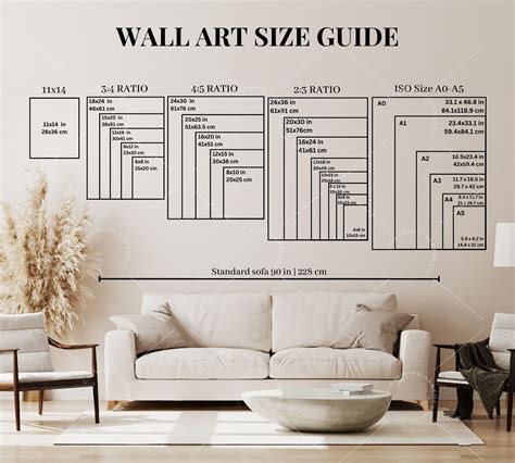 Wall Art Size Guide Set Of 2 Frame Size Guide Print Size Guide Poster Size Chart Frame