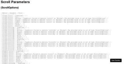 Assert Scrolltooptions Codesandbox