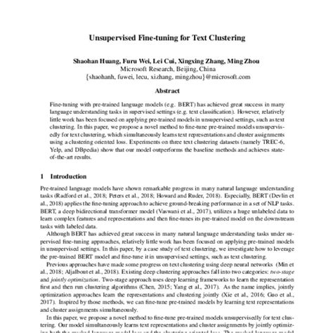 Unsupervised Fine Tuning For Text Clustering Acl Anthology