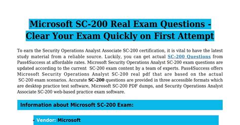 Microsoft Sc 200 Pdf Questions For Quick Exam Preparation 2022pdf