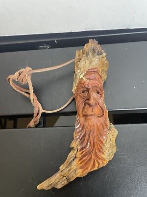 Signed Hand Carved Wood Spirit By Master Woodcarver Lewis Holloway Door