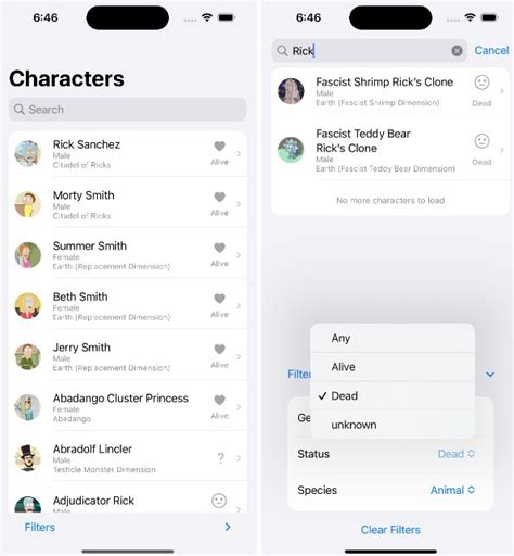 An Ios App To Show Rick And Morty Library