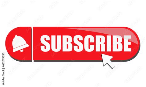 Glossy Subscribe Button With Notification Bell And Arrow Mouse Pointer Stock Illustration