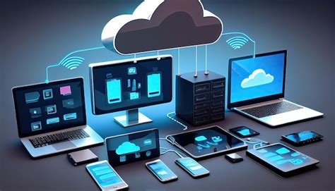 Premium Ai Image Cloud Technology Computing Devices Connected To